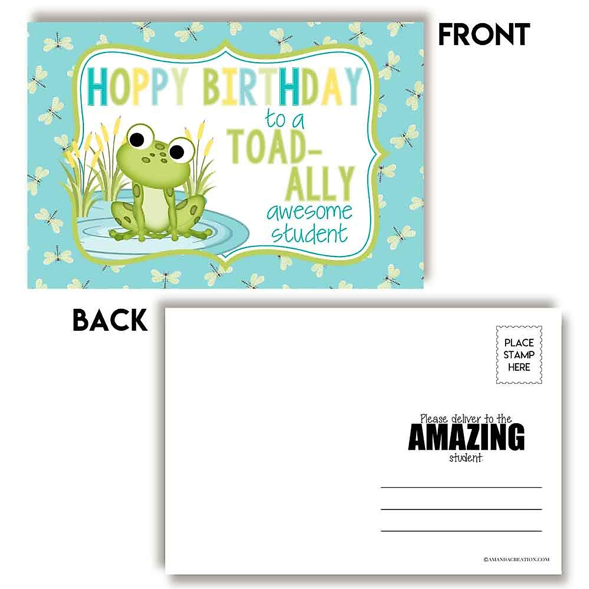 Funny Animal Puns Themed Happy Birthday From Teacher To Student Blank Postcards, 4"x6" Fill In Notecards (6 different designs) by AmandaCreation (30)