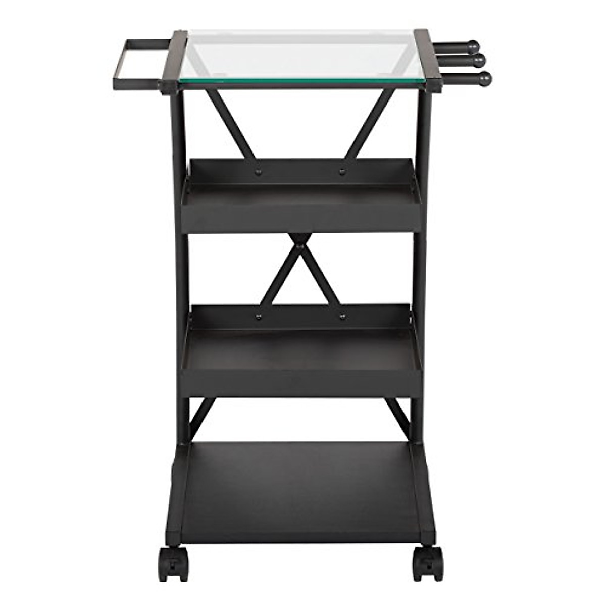 SD Studio Designs Modern Triflex Mobile Storage Taboret for Arts and Crafts, Charcoal Black/Clear Glass