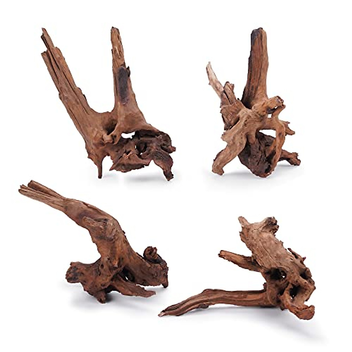 LANDEN Panna Natural Driftwood for Aquarium Decor Freshwater Fish Tank(12-14 inches, 30-35cm) 4pcs Terrariums Vivariums Reptile and Amphibian Enclosures Lizard Bearded Dragon Tortoise Various Shapes