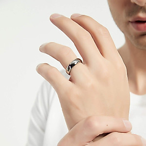 KAMASATO 6mm Tungsten Rings for Men Women High Polish Domed Silver Wedding Band Comfort Fit Size 7