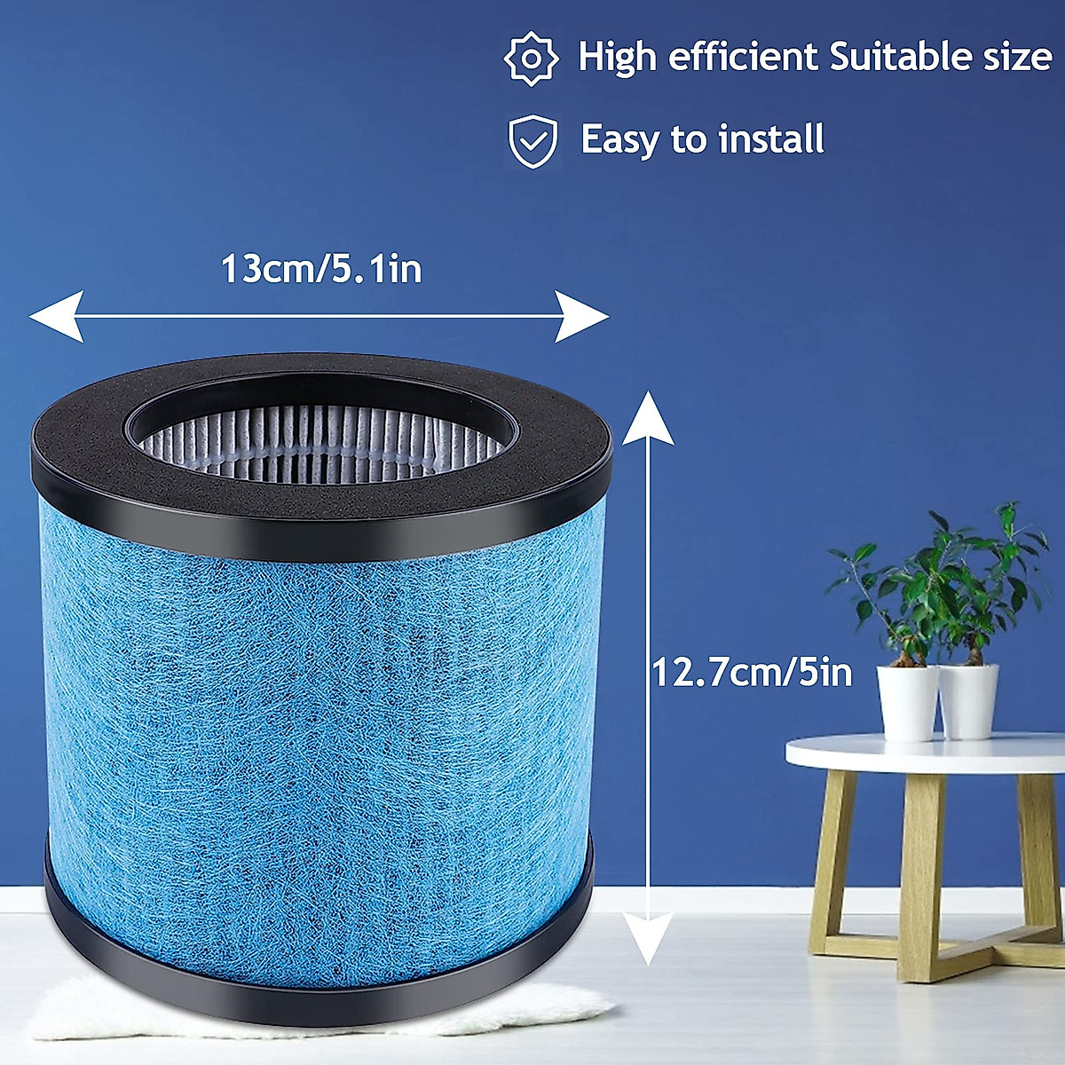 KEEPOW TPAP002 Hepa Filter Replacement Compatible with TOPPIN TPAP002 HEPA Air Purifier Comfy Air C1, Part # TPFF002 (2 Pack)