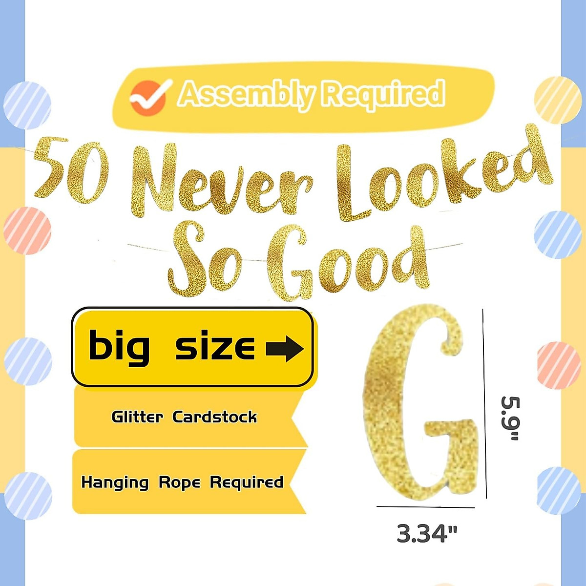 Funny Birthday Banner Glitter Happy 50th Birthday Party Decoration Supplies 50th Wedding Anniversary Decorations Hanging Garland Golden Triangle Flags Pennant Bunting