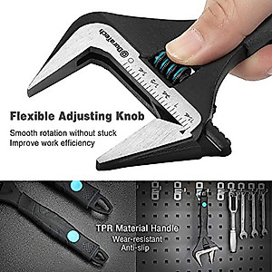 DURATECH 8-Inch Adjustable Wrench, Wide Jaw Opening Black Oxide Finish Plumbing Wrench, CR-V Steel, SAE and Metric Scale Marked, Ergonomic Grip