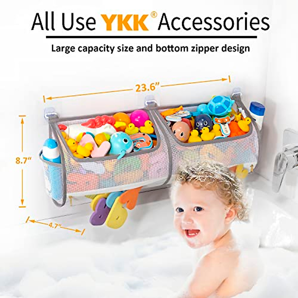 Ligereza 2-in-1 Bath Toy Storage Double Capacity Bath Toy Holder Helps Bath Toy Storage for tub Classification, Bath Toy Organizer for tub for Kids to Easily take Favorite Toys