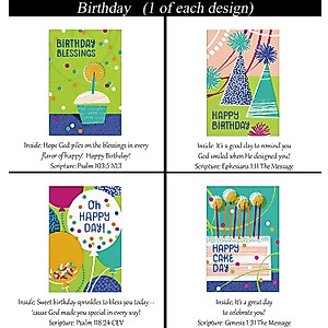 Birthday (No Repeated Cards) 32 Design Christian/Religious Greeting Card Assortment ~ Scripture in every card