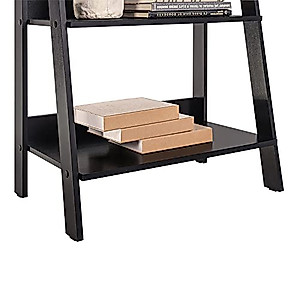 Madesa 5-Tier Ladder Shelf with Storage Space, Free Standing Bookshelf, Wood, 15" D x 24" W x 53" H - Black