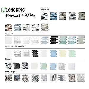 LONGKING 10-Sheet Peel and Stick Tile for Kitchen Backsplash, 12x12 inches Off White Subway Tile with Grey Grout