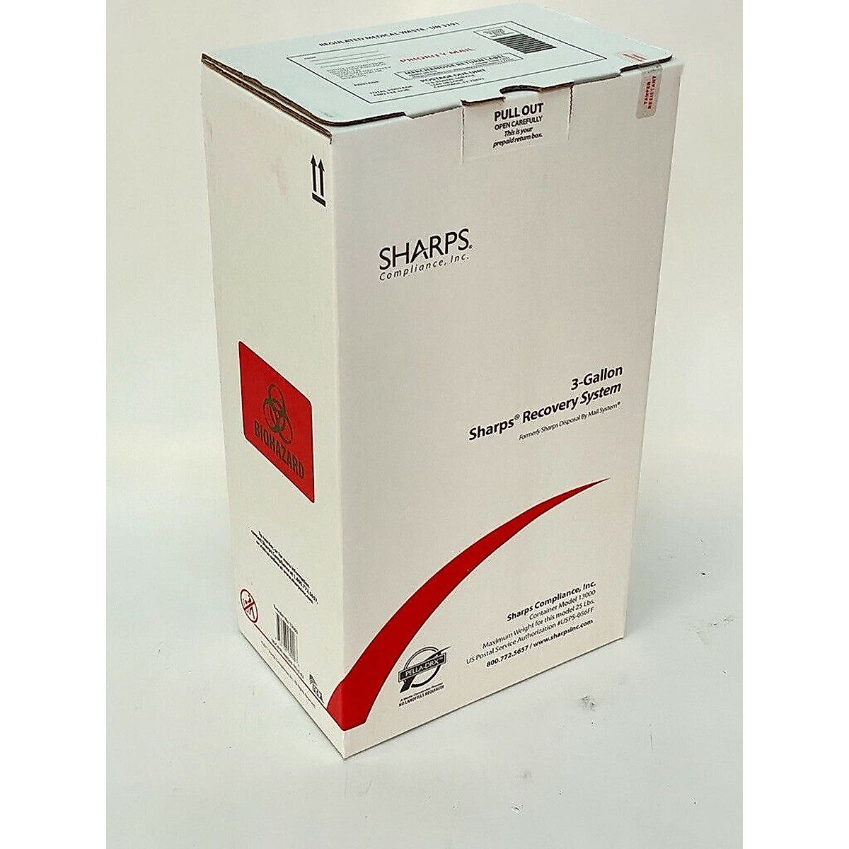 Sharps Compliance 13000-008 Sharps Recovery System 3 gal Needle Disposal Container, English, 15.34 fl. oz., Plastic, 1 x 1 x 1