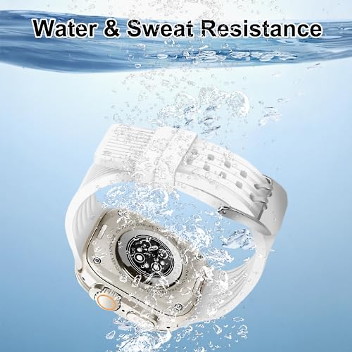 Blinddarm iWatch Luxury Design Band for Apple Watch Ultra/Ultra2 Band 49mm 45mm 44mm 42mmfor Men, Skin Soft Silicone Rubber Band with Stainless Steel Adapter for Apple Watch Band for iWatch Series 8 7