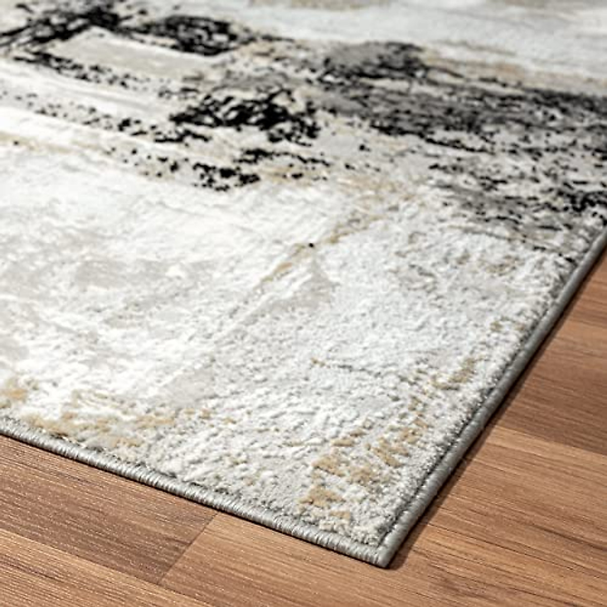 LUXE WEAVERS Camellia Collection 1660 Grey 9x12 Distressed Abstract Area Rug
