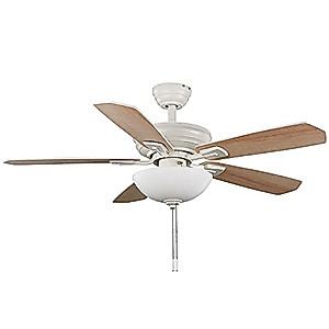 Wellston II 44 in. Indoor LED Matte White Dry Rated Downrod Ceiling Fan with Light Kit and 5 Reversible Blades