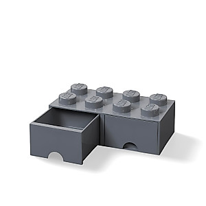 Room Copenhagen, Lego Brick Drawer - Stackable Storage and Décor - Brick 8, Dark Grey