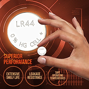 AmVolt- Pack of 15 LR44 Batteries AG13 SR44 357 303 Premium Alkaline Non Rechargeable Button Battery, 1.5 Volt Small Batteries for Watches Clocks & Electronic Devices