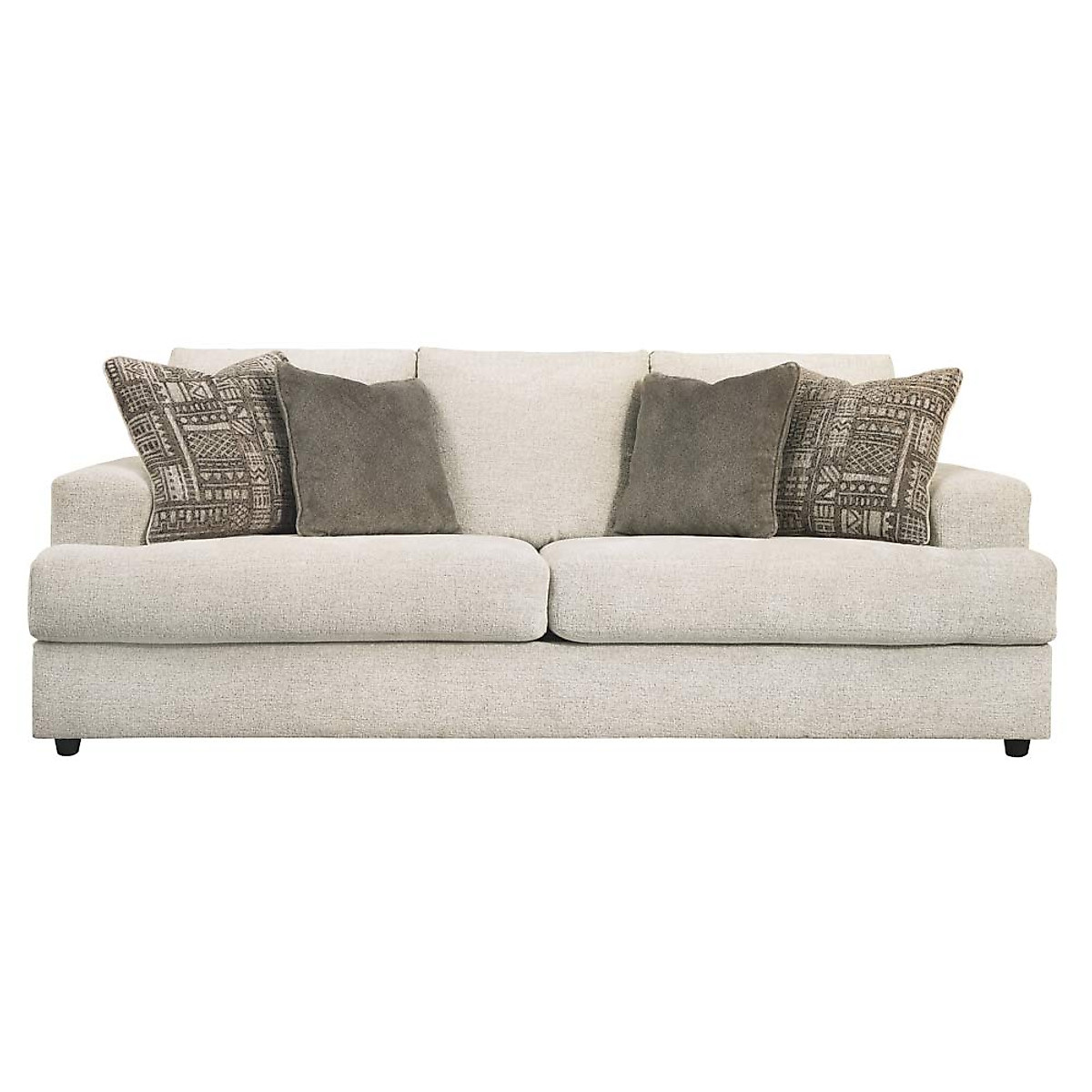 Signature Design by Ashley Soletren Contemporary Chenille Queen Sofa Sleeper with 4 Accent Pillows, Off-White
