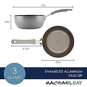 Rachael Ray Cook + Create Nonstick Saucier Pan/Saucepan, 3 Quart, Gray