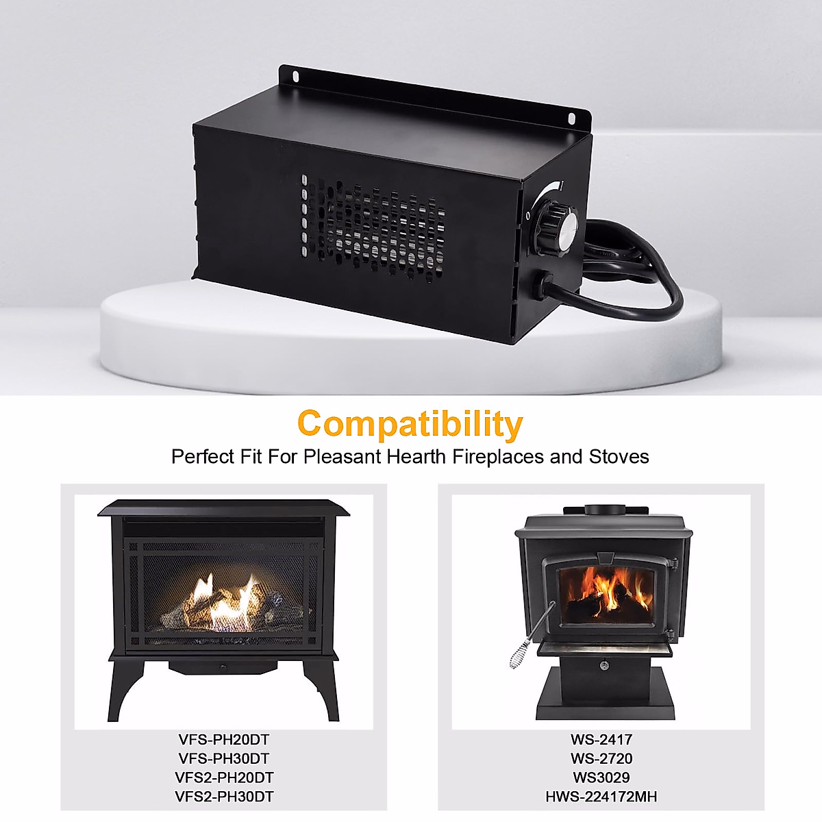 Criditpid PBAR-2427 Fireplace Blower Fan Kit for Vent Free Stove or Wood Burning Stoves, Blower for GHP Group Pleasant Hearth VFS2-PH30DT, VFS2-PH20DT, VFS-PH20DT Fireplace