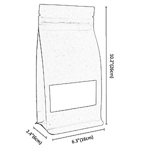 Couga Mall 50 PCS Universal Kraft Paper Packing Bag, Zip Lock Stand Up Storage Pouch Package Bag With Clear Window for Storing Snacks, Beans, Seeds and Tea Leaves(6.3"10.2")