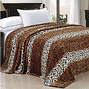 Home Soft Things Light Weight Animal Safari Style ST Leopard Printed Flannel Fleece Blanket (Queen)