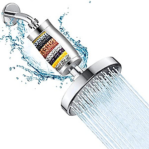 VEGA U Shower Filter Aluminum Alloy Shell Multi-Stage Shower Head Filter for Remove Chlorine Heavy Metals and Other Sediments (Blue)