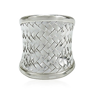 AeraVida Exotic Weave Wide Front Thai Hill Tribe Karen Silver Ring | Elegant Wedding Rings For Women | Balinese Comfort Fit Silver Rings for Women | Sterling Silver Rings Sizes (9)