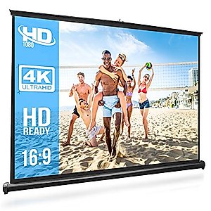Pyle 50" Inch Portable Projector Screen - Portable Floor Standing Fold-Out Roll-Up Tripod Manual, Office Presentation, Quick Assembly - PRJTP53