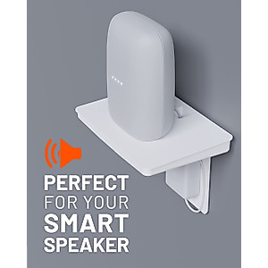 ECHOGEAR Wide Outlet Shelf - Next-Gen Design with Built-in Cord Storage & Room for Bulky Plugs - Works with Both Standard & Decora Outlets - Quick Install with Included Hardware