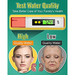 PH Meter for Water, PH Tester 0.01High Accuracy Water Quality Tester with 0-14 PH Measurement Range, PH Meter for Household Drinking, Pool, Aquarium, Aquaculture, Lab, Beer Brewing & Wine