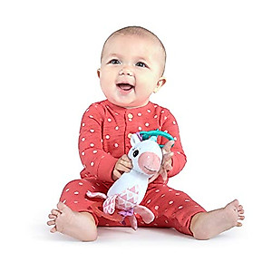 Bright Starts Unicorn Sparkle & Shine Plush Take-Along Stroller or Carrier Toy, Ages 0 Month+, Pink, 1 Count (Pack of 1)