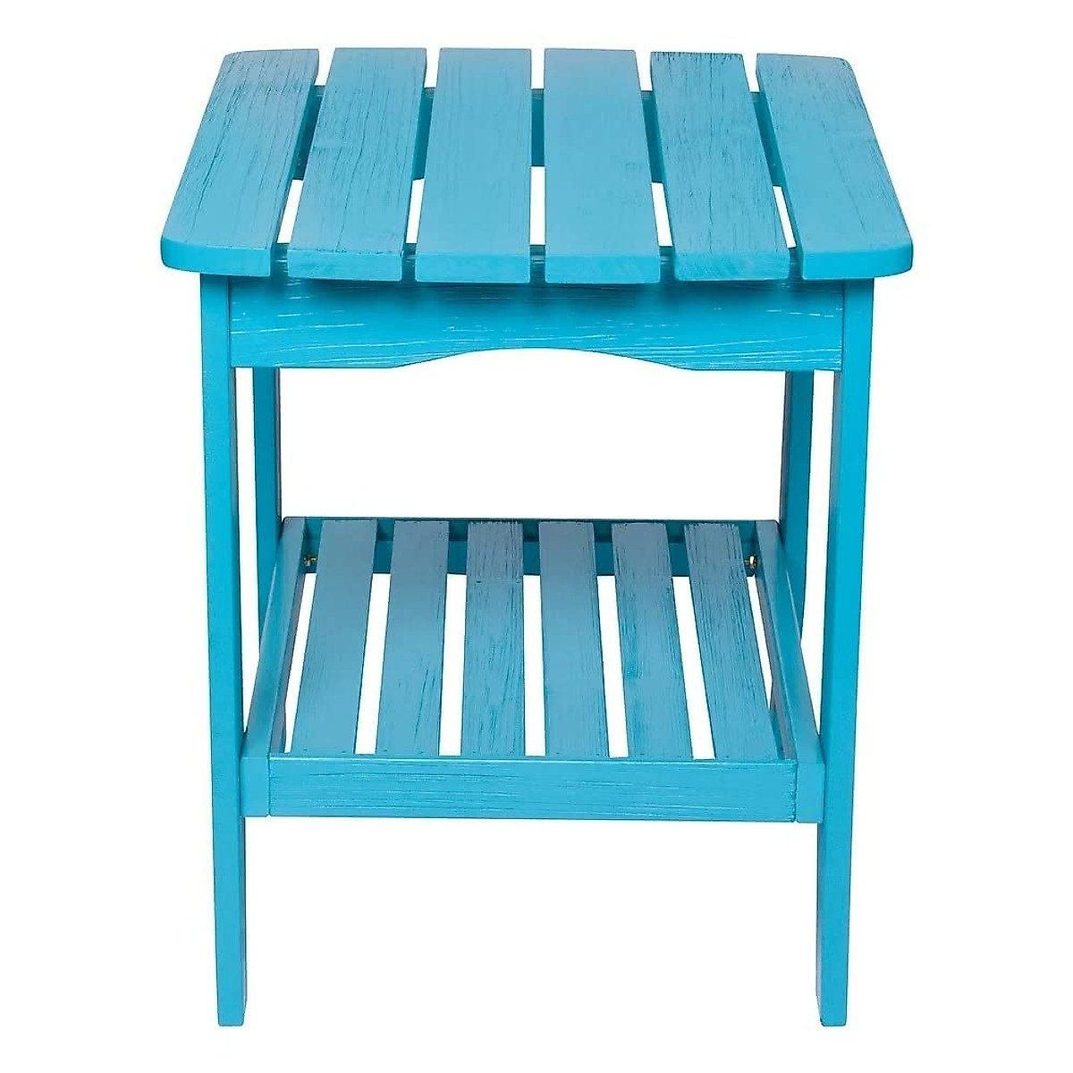 Classic Adirondack Rectangle Patio Table with Slated Top & Genuine Cedar Wood Construction 24" Lx19 Wx22 H | Aqua Blue Color Weatherproof Finish Best for Indoor Outdoor Use | Water & Rust Resistant
