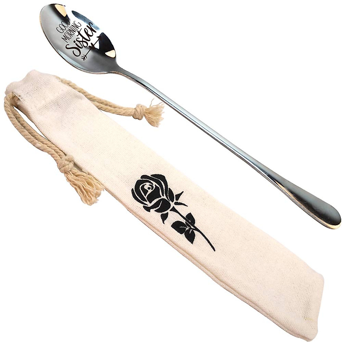 THREE HUMAN Good Morning Sister Spoon, Gifts for Friend-sister birthday, Sister in Law