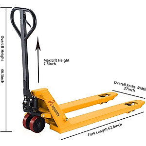 Aequanta Pallet Jack 3300lbs Capacity Electric Pallet Truck Lithium Battery Mini Type Jack 48''x27'' Fork and Heavy Duty Manual Pallet Jack Truck 48" Lx27'' W Forks 6600lbs Capacity