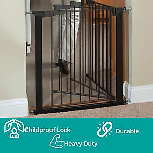 KidCo Gateway Baby Pressure Gate - No Tools or Wall Cups Required - Auto Close Magnet-Lock & Stay Open Safety Gate - G1101, Black
