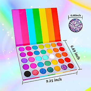 UIIOPJIOM 35 Colors Eyeshadow Palette, Matte Shimmer Metallic Eyeshadow Long Lasting,Glitter Eye Shadow, Highly Pigmented Eye Makeup Palette for Girls, Kids