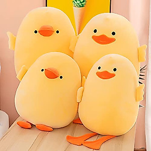 DEYI Plush Duck Stuffed Animal Soft Toys Yellow Duckling Stuff,Gifts for Friends and Children Christmas,Cute Yellow Throw Pillow (Long-Legged Yellow Duck,15.7in)