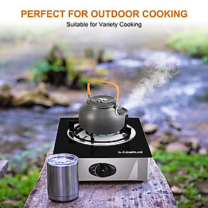 Camplux Propane Stove with Auto Ignition, Single Burner Propane Stoves 9,500 BTU, Tempered Glass Gas Cooktop