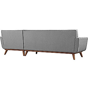 Modway Engage Mid-Century Modern Upholstered Right-Facing Sectional Sofa, Gray Fabric