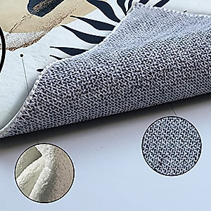 Mid Century Area Rug Khaki Brown Geometric Floral Round Rug Fluffy Floor Carpet Soft Rug Minimalist Modern Art Non-Slip Throw Rug 3' Diameter for Living Room, Bedroom, Apartment, Sofa