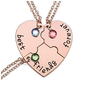 Jovivi Best Friends Forever Necklaces for 3 Alloy Heart Puzzle Pieces BBF Friendship Pendant Necklace Best Friends Jewelry