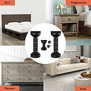 Adjustable Threaded Bed Frame Anti-Shake Tool, Headboard Stoppers for wall, Bed Stoppers for Headboard, Bedside Headboards Prevent Loosening Fixer Stabilizer, Easy to Install (2pcs Black, 1.65”~ 4.5”)