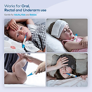 Boncare 10 Seconds Digital Thermometer for Adults and Kids - Accurate & Safe Rectal Thermometer for Baby with Fever Alarm, Oral Thermometer FSA HSA Eligible (Light Blue)