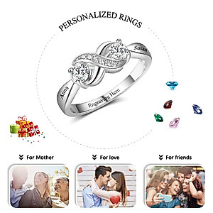 Tian Zhi Jiao Personalized Infinity Engagement Promise Rings for Her Custom 2 Simulated Birthstone Mothers Rings Engraved 2 Names Jewelry for Women (8)