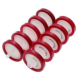 AMTAST Hydrophobic PVDF Syringe Filter Non Sterile 25mm Diameter 0.22um Pore Size (Pack of 10)