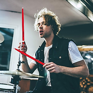 Antner 3 Pairs Drum Sticks 5A Classic Maple Drumsticks Wood Tip Drumstick for Student and Adult, Black/Red/Blue