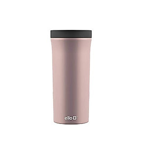 Ello Arabica Stainless Steel Powder Coat Coffee Tumbler with Sliding Leak Proof Lid, 14 oz, Rosegold