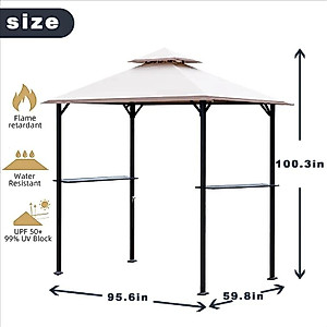 Hofzelt 8x5 Gill BBQ Tent Outdoor Canopy, BBQ Gazebo for Outdoor Backyard BBQ Family Gathering Dinners (Str 8'X5', Cream)
