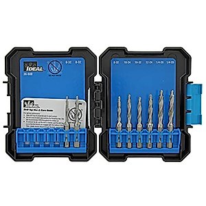 IDEAL Electrical 36-600 Standard Drill/Taps - (8 Piece) 1/4 in. Hex Shank, Drilling, Tapping, Deburring, HSS Bit Kit