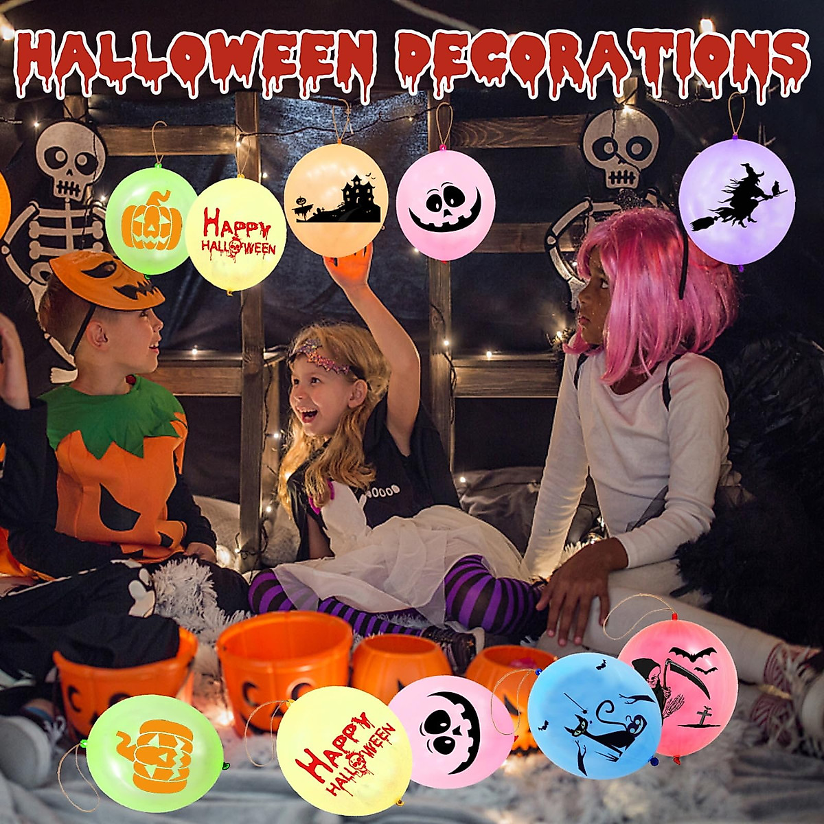 yuzshin 50PCS Halloween Punch Balloons for Kids,Halloween Party Game Favors, Halloween Giveaways, Trick or Treat Toys, Halloween Games, Kids Halloween Goodies