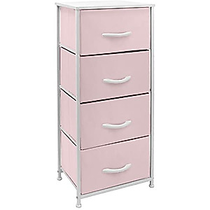 Sorbus Dresser Storage Tower, Organizer Drawers for Closet Boys & Girls Bedroom, Bedside Furniture, Chest for Home, College Dorm, Steel Frame, Wood Top, Fabric Bins(Pink)