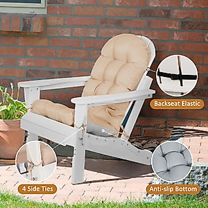 LOENIY Adirondack Chair Cushions Set of 2, Cushions for Adirondack Chairs, Extra Thick Rocking Chair Cushions Outdoor, High Back Patio Chair Cushions with Ties, Waterproof Fade-Resistant (Khaki, 2)