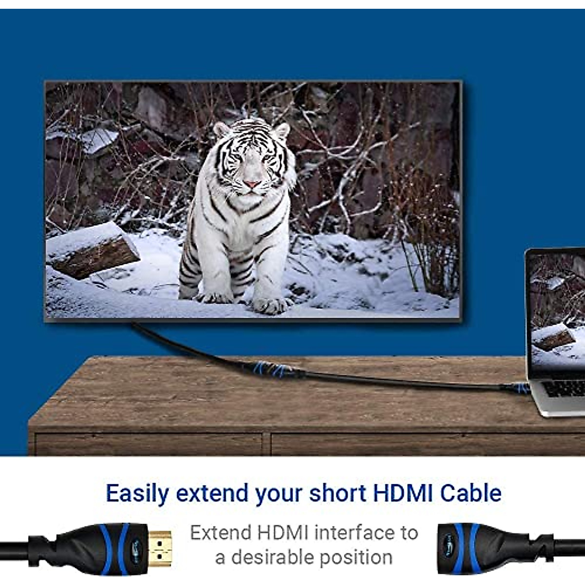 BlueRigger HDMI Extension Cable (15FT, 4K 60Hz HDMI Extender Cord, Male to Female Adapter, High Speed 18Gbps) - Compatible with Xbox, Roku, PS5/PS4, Nintendo Switch, Laptop, Google Chromecast, Wii U